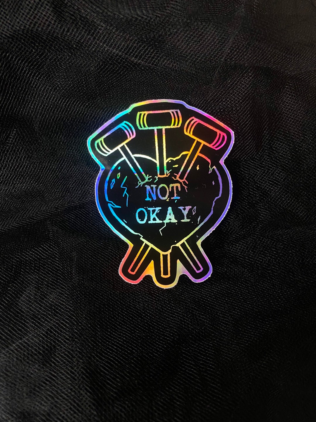 Not Okay Holographic Sticker - Etsy