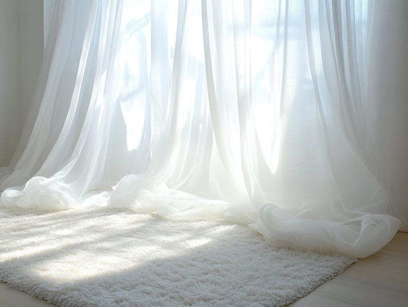 Sheer Curtains, Backlit Digital Backdrop With a White Window and ...