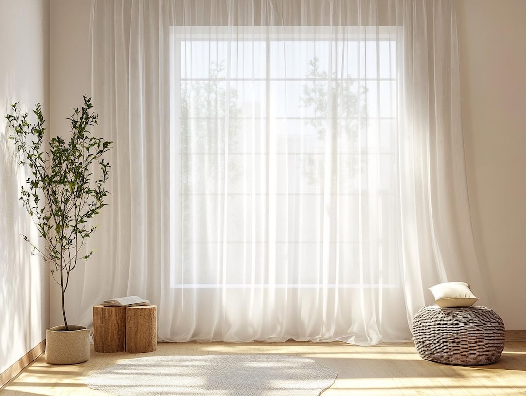 Sheer Curtains, Backlit Digital Backdrop With a White Window and ...