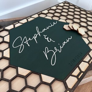 Guest Book Alternative Hexagon Wedding Wood Unique Bright Guestbook ...