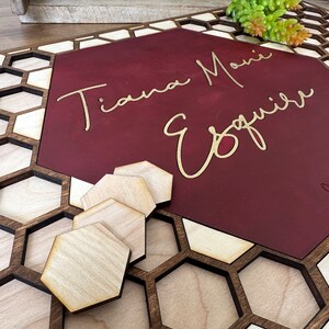 Guest Book Alternative Hexagon Wedding Wood Unique Bright Guestbook ...