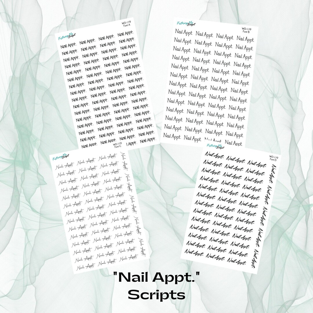 Nail Appt. Script Stickers - WD-119 - Etsy