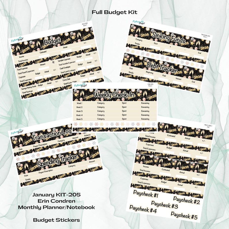 Budget KIT-205 for 7x9 or 8.5x11 Planners/notebooks - New Year is Here ...