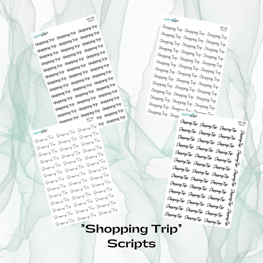 Shopping Trip Script Stickers WD-105 - Etsy