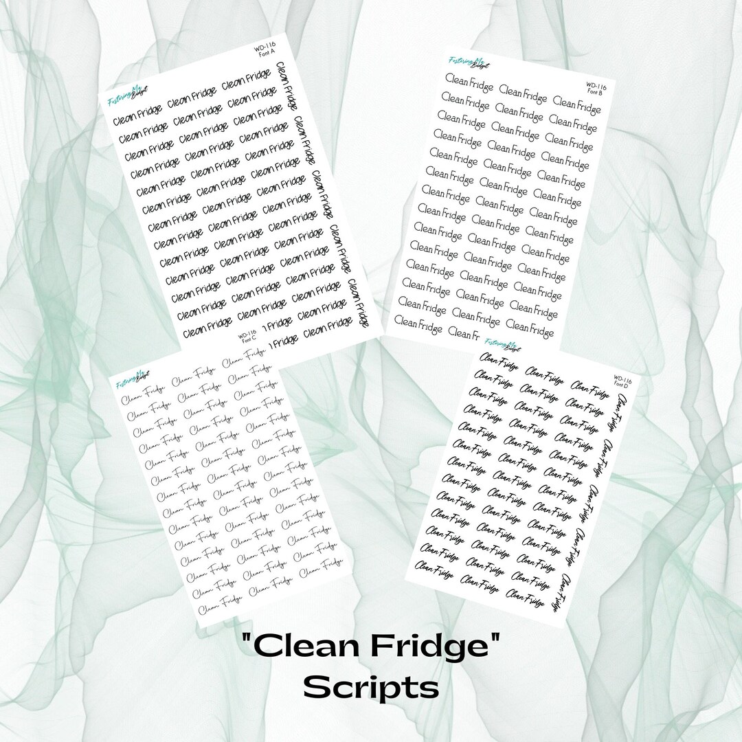 Clean Fridge Script Stickers - WD-116 - Etsy