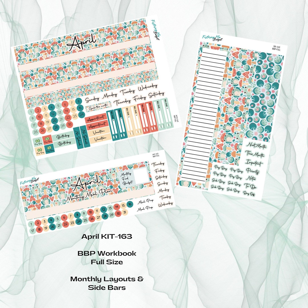 BBP Workbook - April KIT-163 - Froggy Day - Monthly and Budget Kit - Etsy