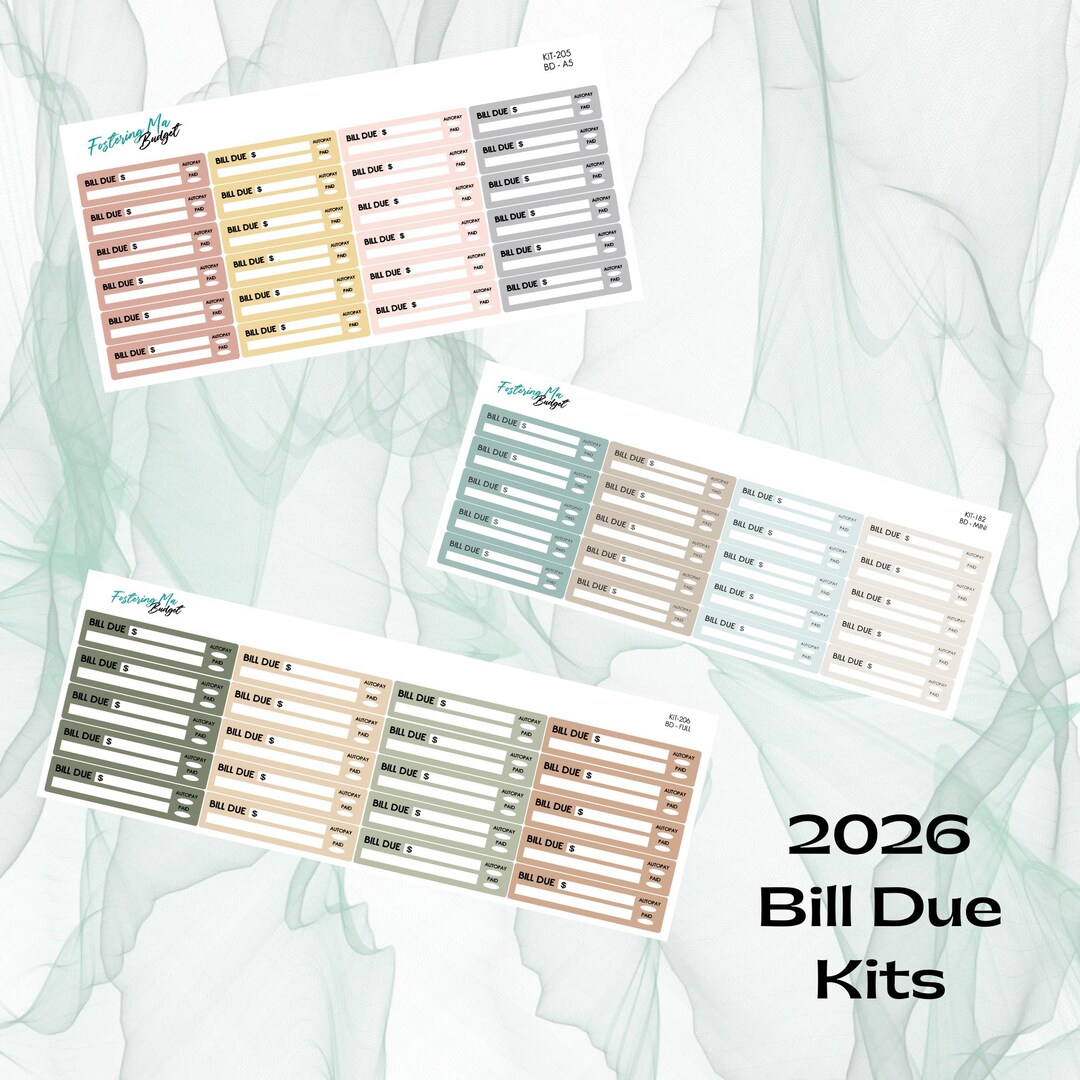 2026 Bill Due Box Kits - Etsy