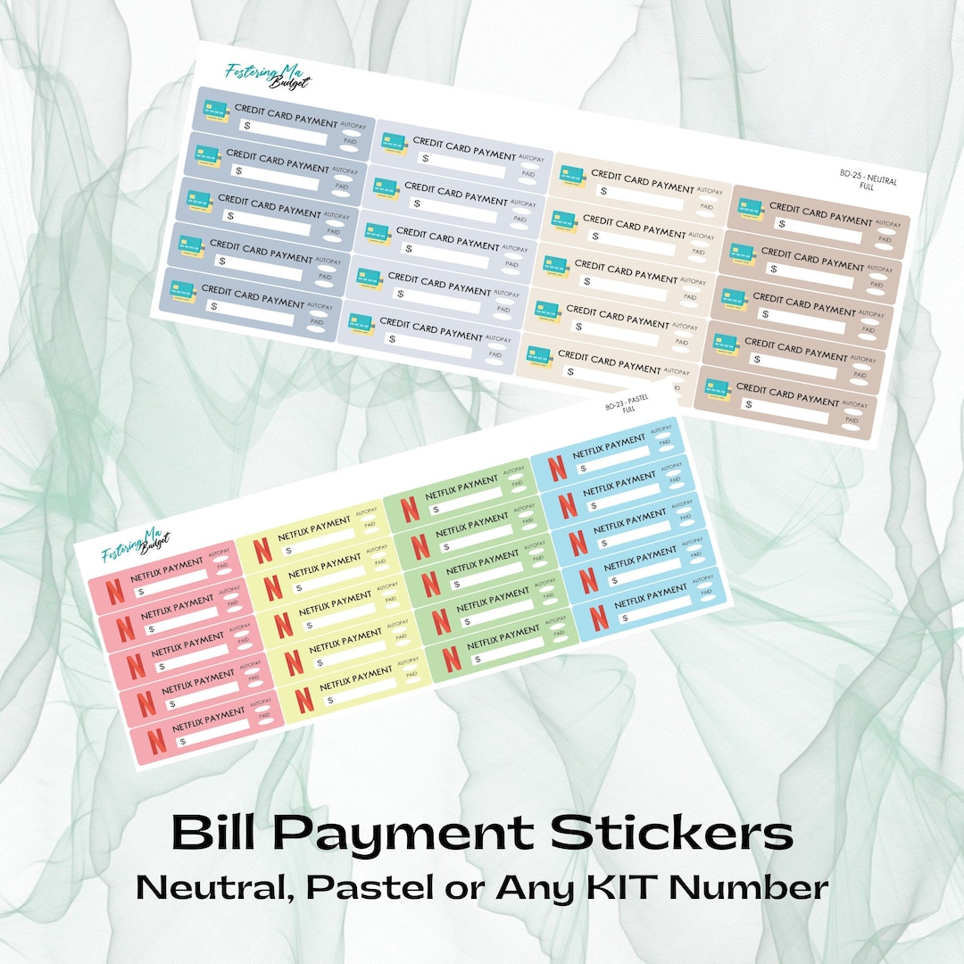 Bill Payment Bill Due Planner Stickers - 3 Sizes to Choose From - Etsy