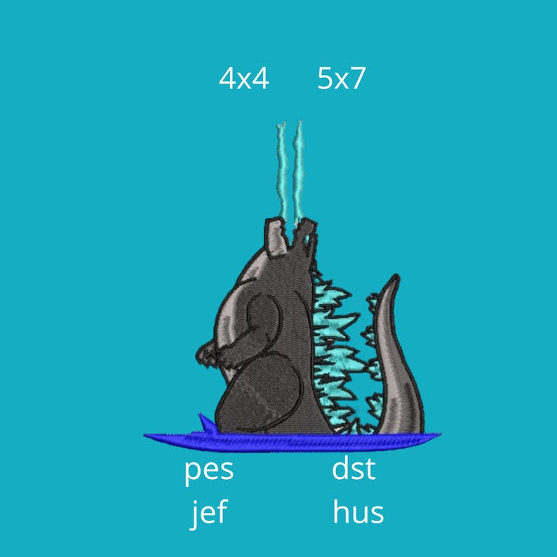 Godzilla-embroidery Design Pattern Two Sizes-design for Embroidery ...