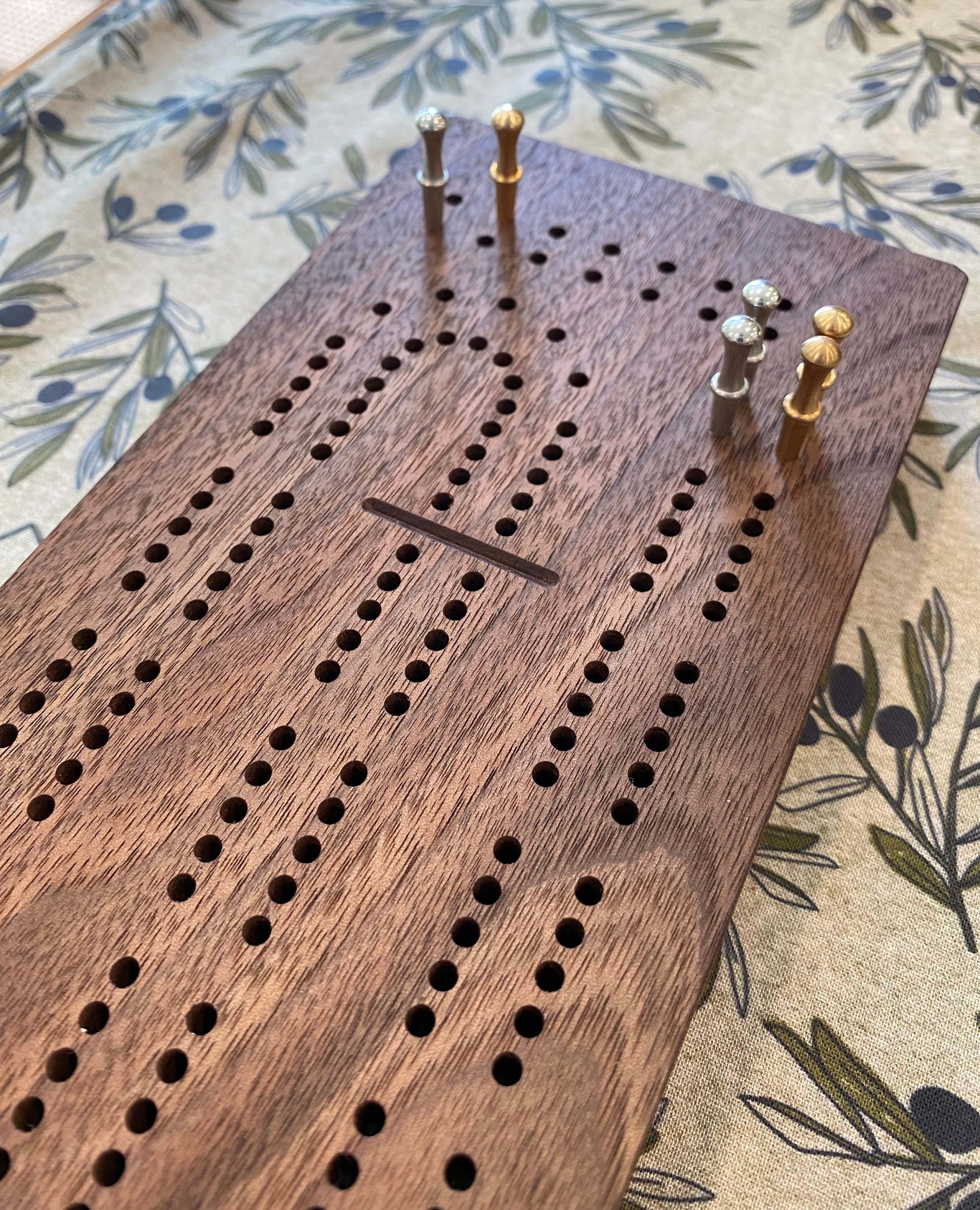 2 Track Cribbage Board - Walnut Hardwood & Metal Pegs - Etsy