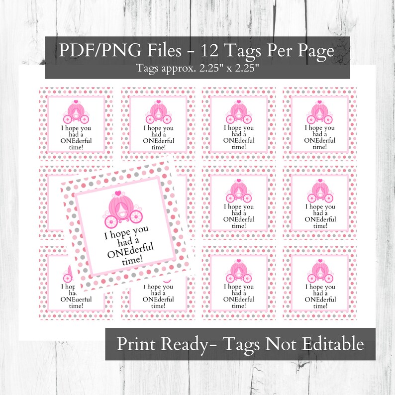 Princess First Birthday Party Printable Favor Tag Princess - Etsy