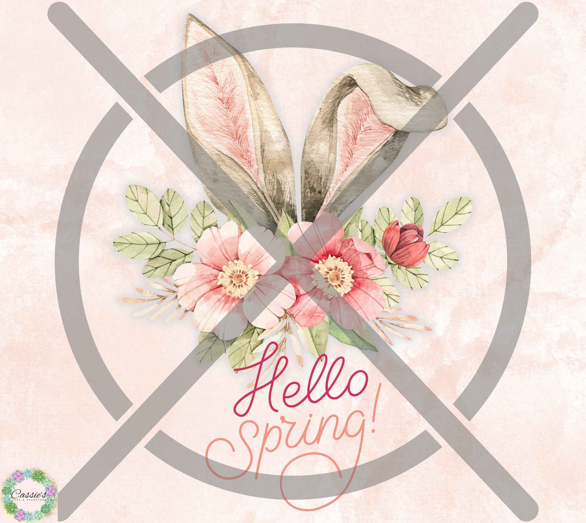 HELLO SPRING Bunny Ears 20oz Tumbler Wrap, PNG, Sublimation, Digital ...