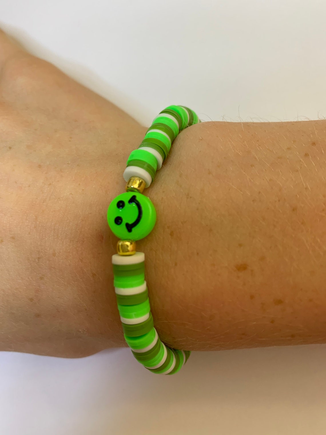 Smiley Face Clay Bead Bracelet - Etsy