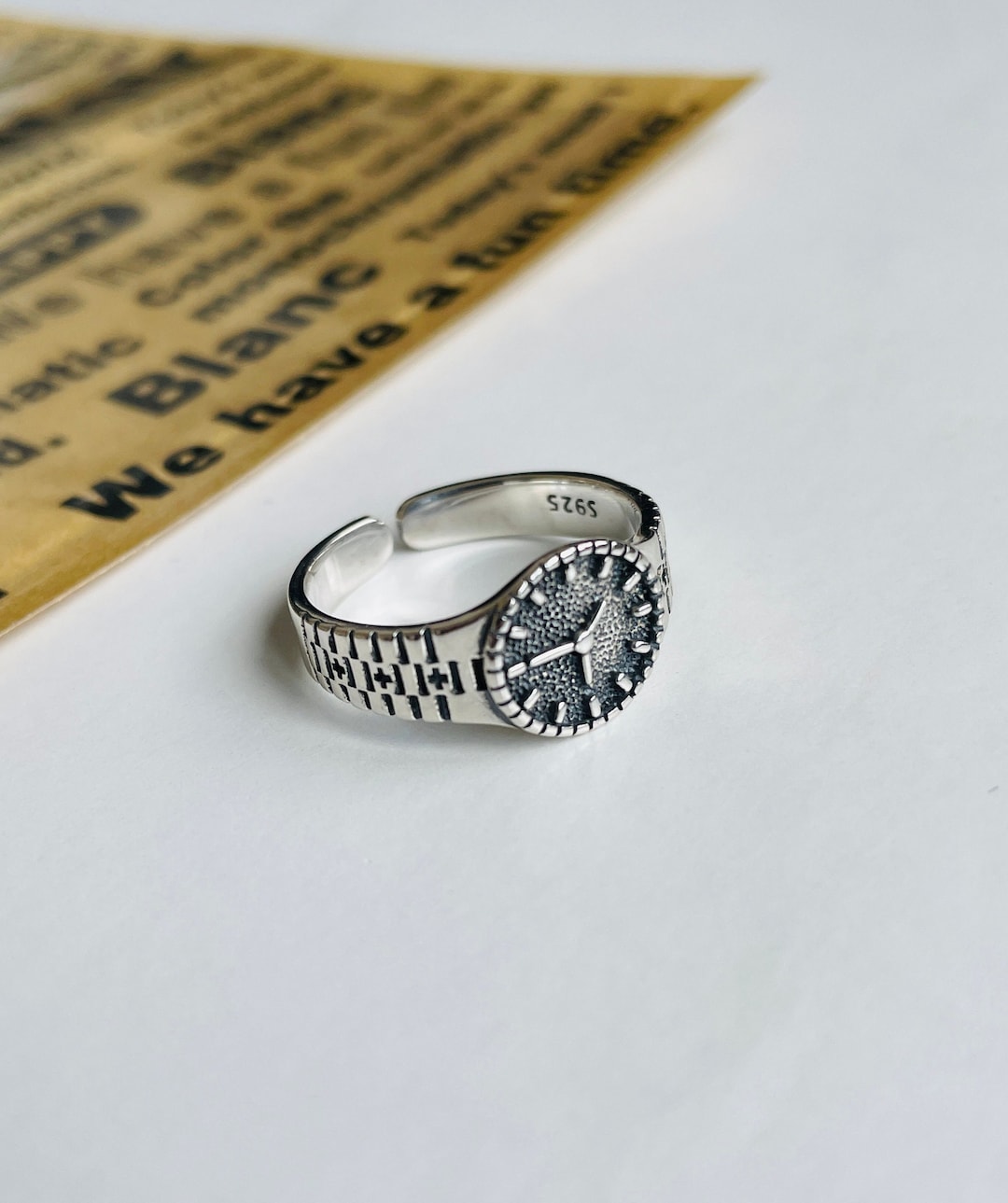 925 Sterling Silver Ring_ Watch Adjustable Hand 925 Sterling Ring - Etsy