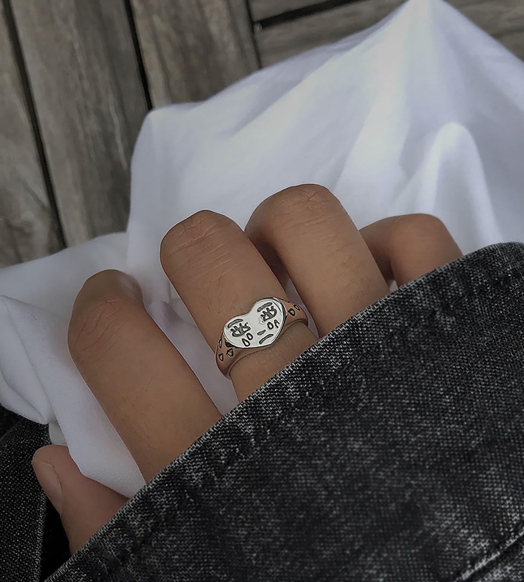 925 Sterling Silver 'crying Face' Tears Expression Signet Ring ...