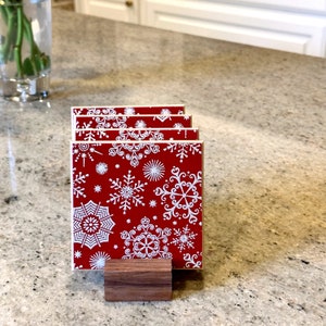 Red/silver Christmas Snowflake Coasters - Etsy