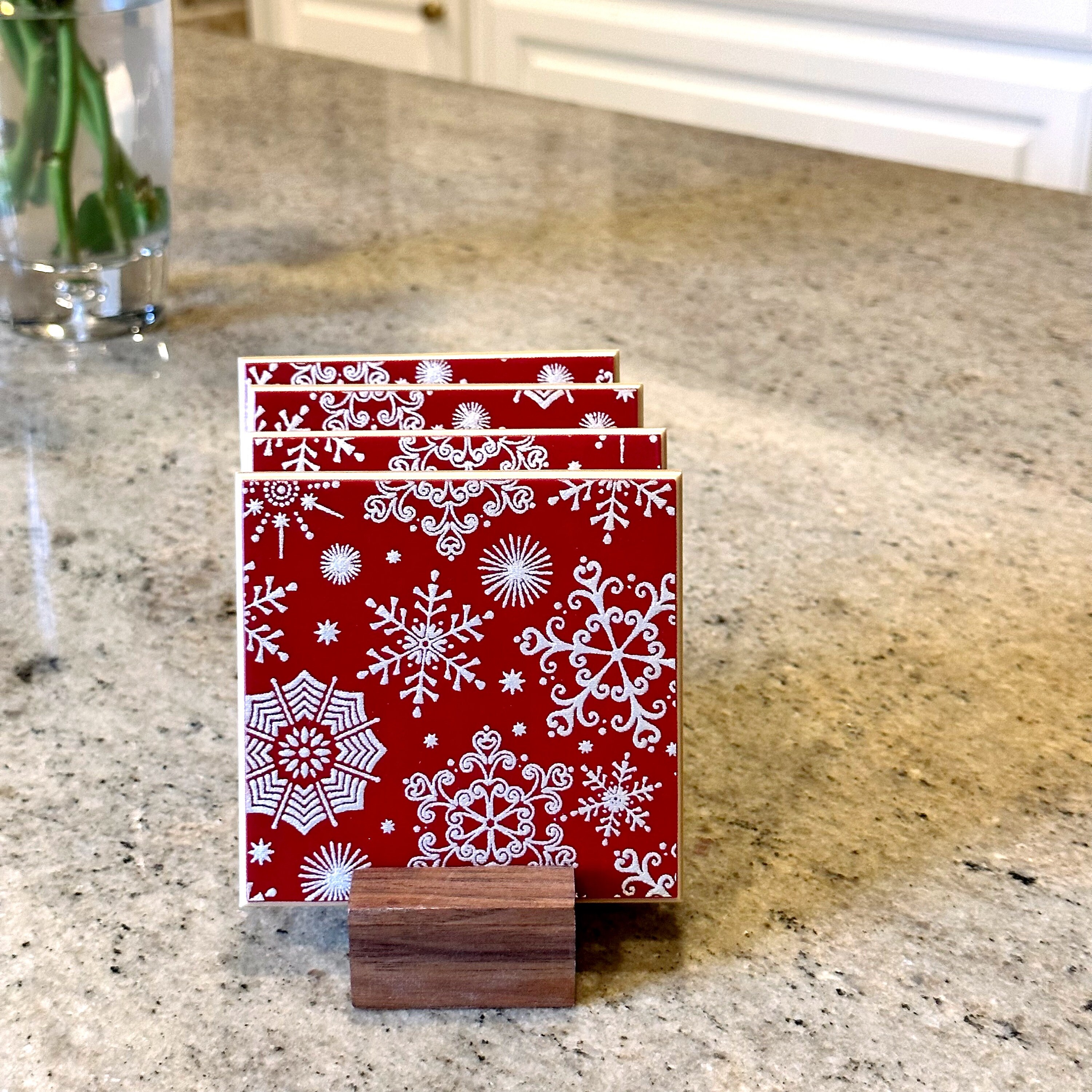 Red/silver Christmas Snowflake Coasters - Etsy
