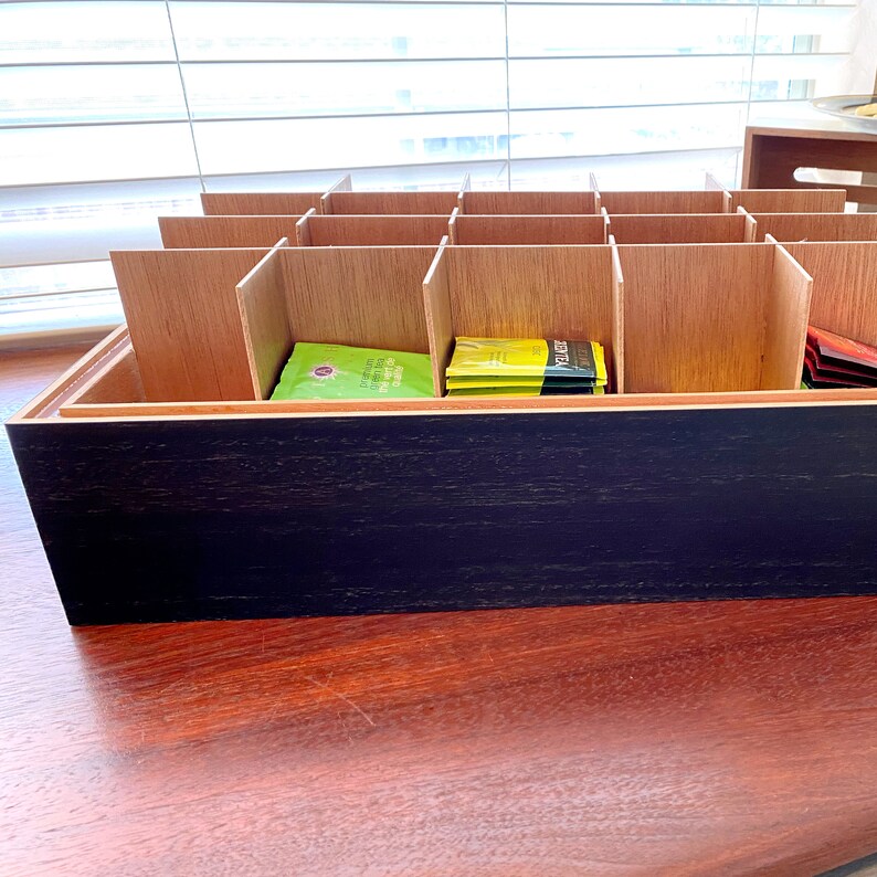 600 CT - Black Gabon Ebony Tea Box With Mahogany Inside and Swede ...
