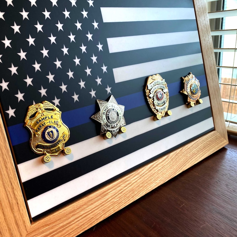 4-8 Police Badge Display to Showcase on the Wall or Desk. Perfect Gift ...