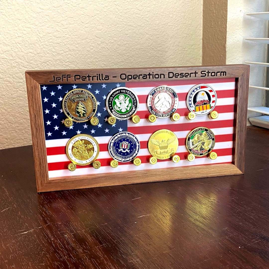 8CT USA Flag Coin Display to Showcase on the Wall or Desk. Perfect Gift ...