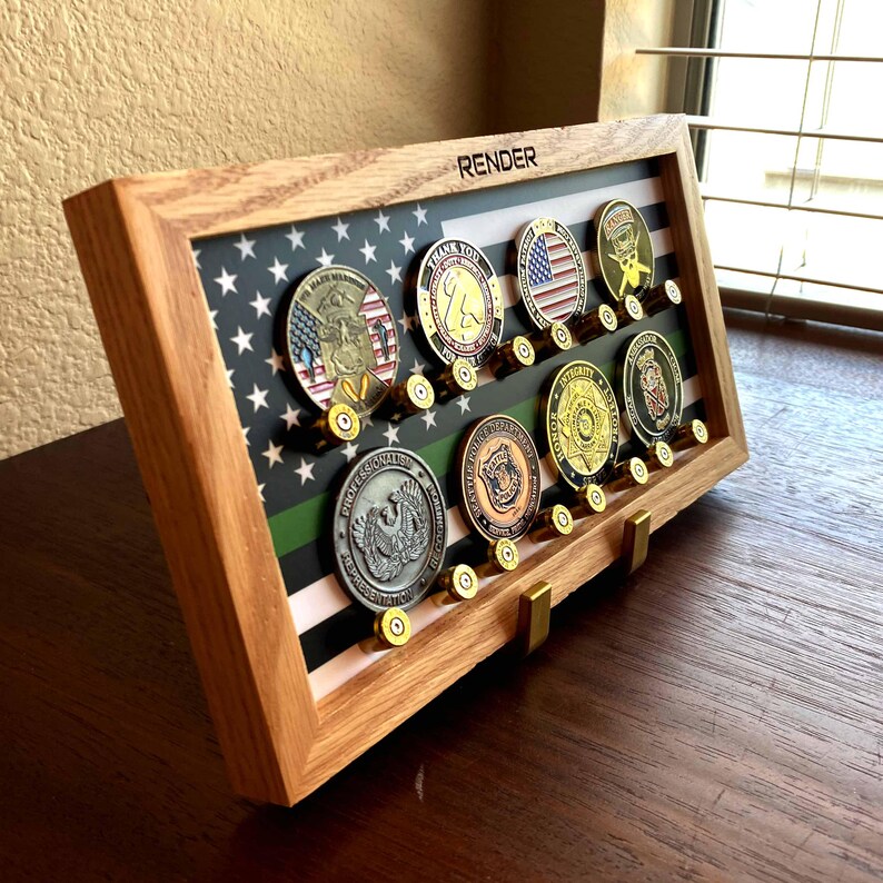Sheriff Green Stripe Flag Coin Display to Showcase on the Wall or Desk ...