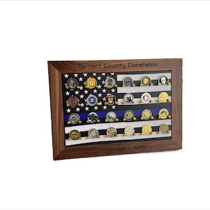 24CT - Police Flag Coin Holder, USA Made, Premium Display, Showcase on ...