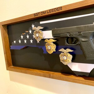 State Police Flag Badge and Pistol Display (any State Can Be Made) - Etsy