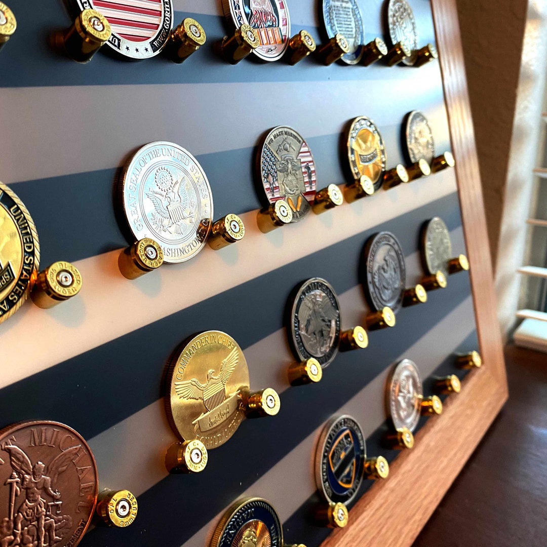 24CT USA Thin White Line Flag Coin Display to Showcase on the Wall or ...