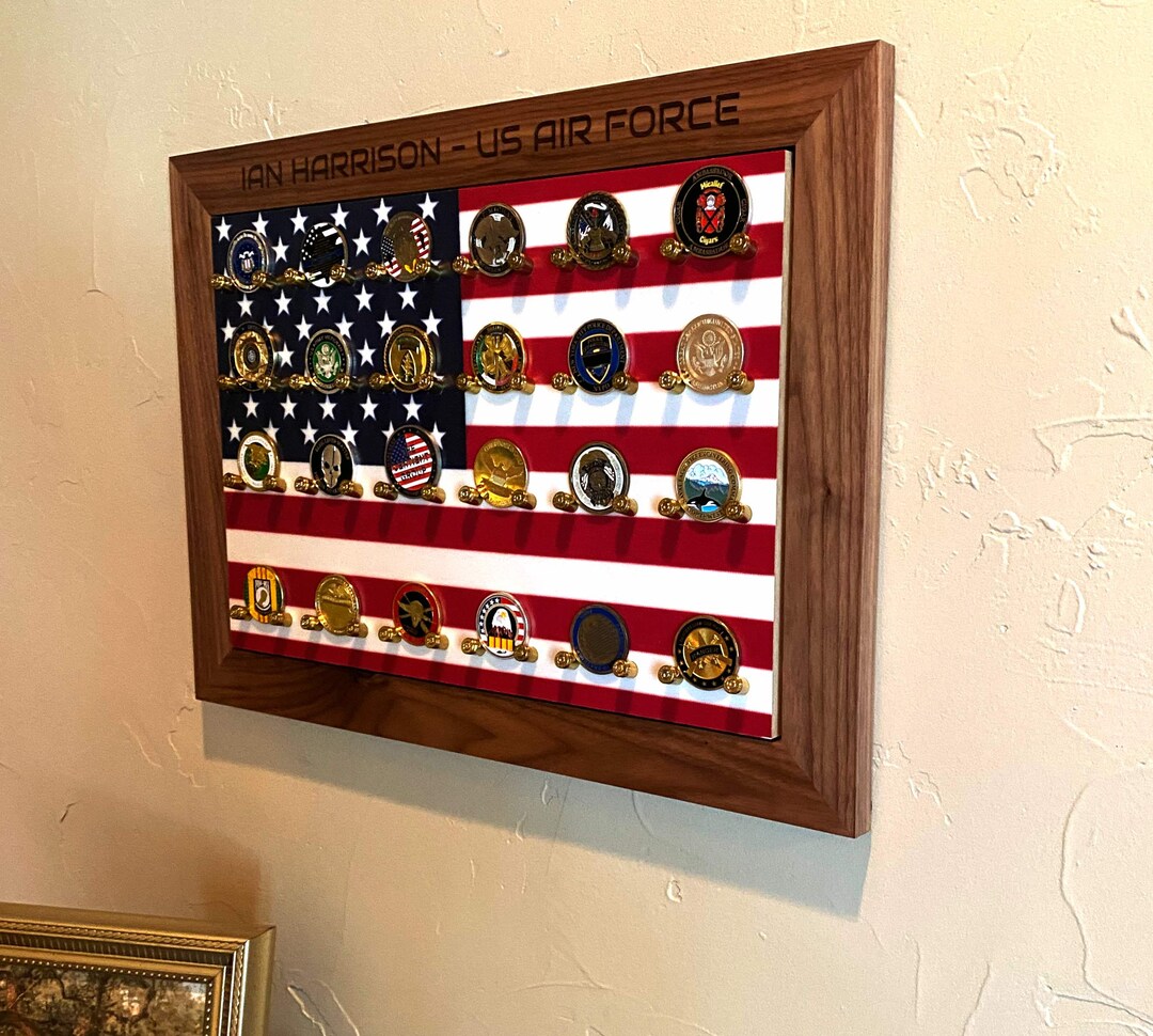 American Flag Coin Display, Premium Holder to Showcase on the Wall or ...