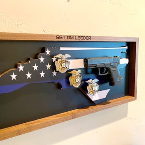 State Police Flag Badge and Pistol Display any State Can Be Made - Etsy