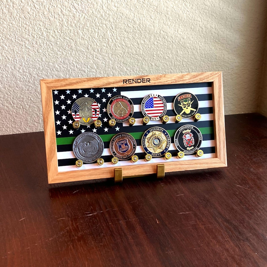 Sheriff Green Stripe Flag Coin Display to Showcase on the Wall or Desk ...