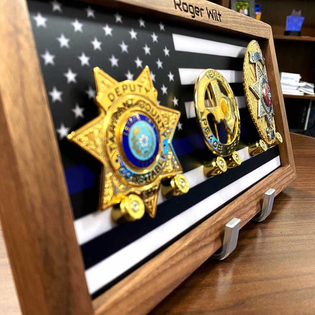 4-8 Police Badge Display to Showcase on the Wall or Desk. Perfect Gift ...