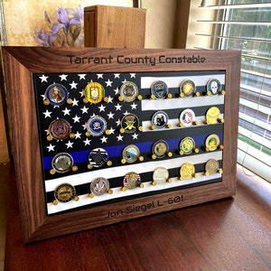 24CT - Police Flag Coin Holder, USA Made, Premium Display, Showcase on ...