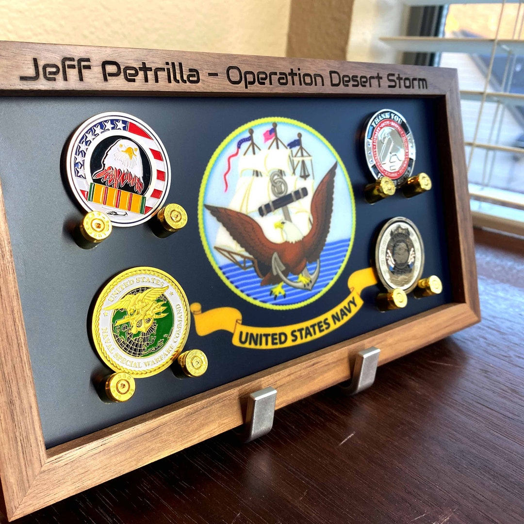 Navy Flag Coin Display to Showcase on the Wall or Desk. Perfect Gift ...
