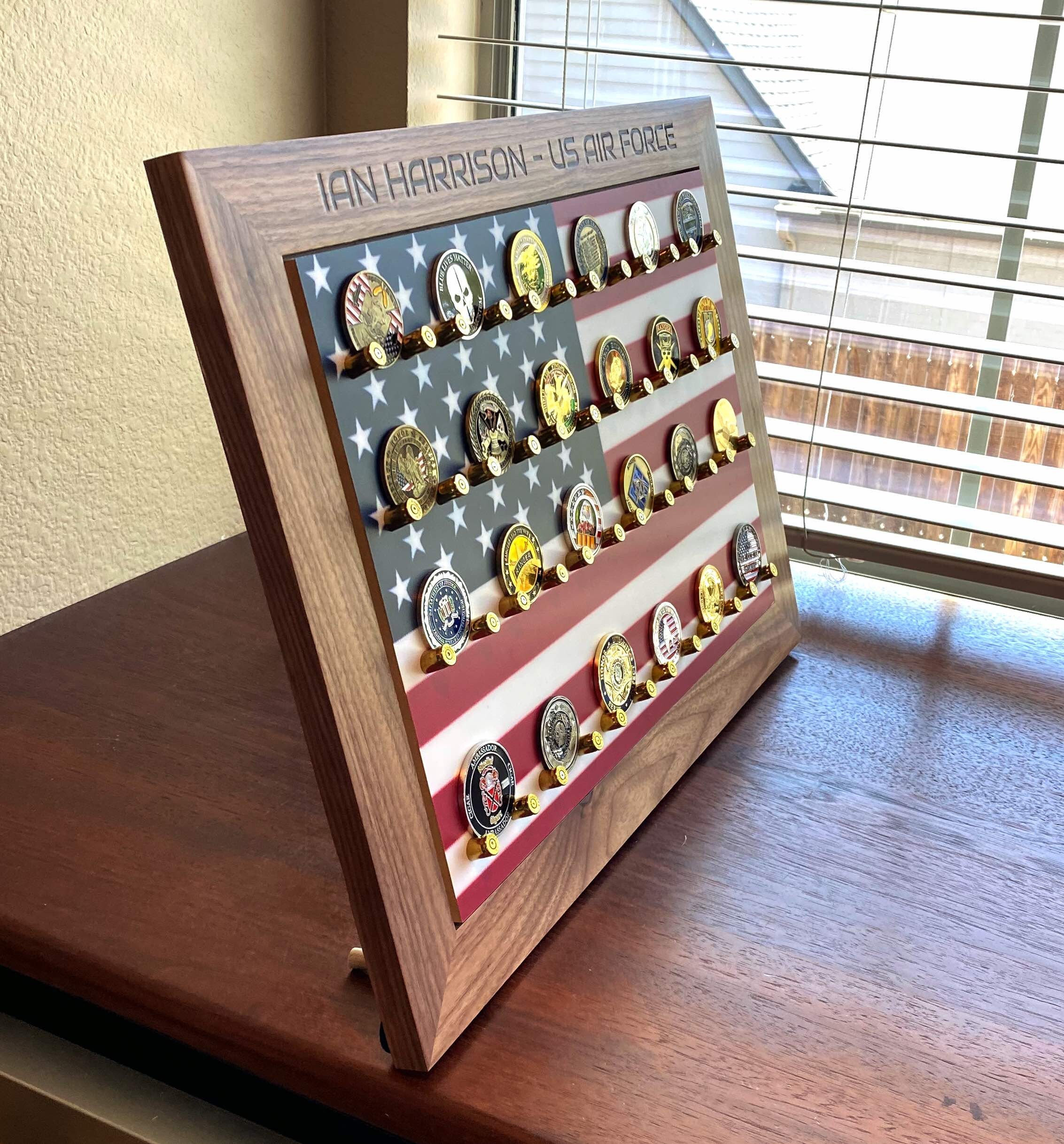 American Flag Coin Display, Premium Holder to Showcase on the Wall or ...