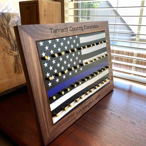 24CT - Police Flag Coin Holder, USA Made, Premium Display, Showcase on ...