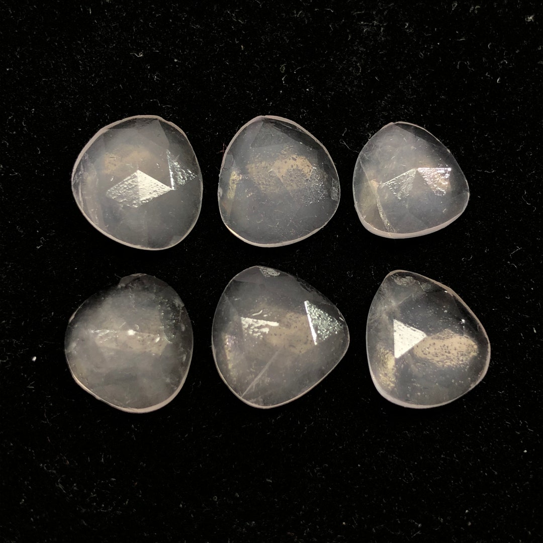 Rose Quartz Rose Cut Cabochon, Natural Rose Quartz Gemstone (6 Piece ...