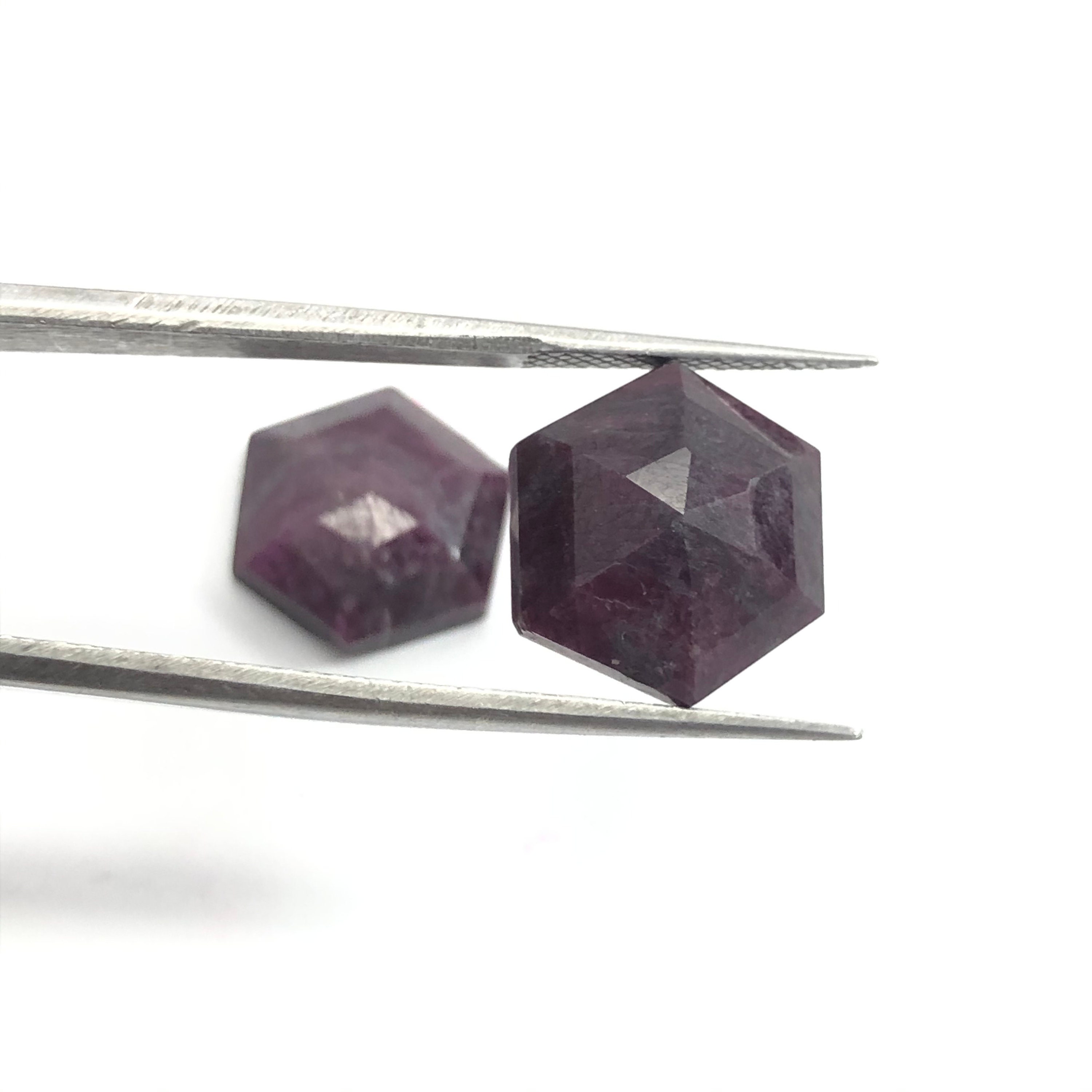 Natural 2 Pc Ruby Gemstone Ruby Hexagon Shape Faceted Cabochon Jewelry ...