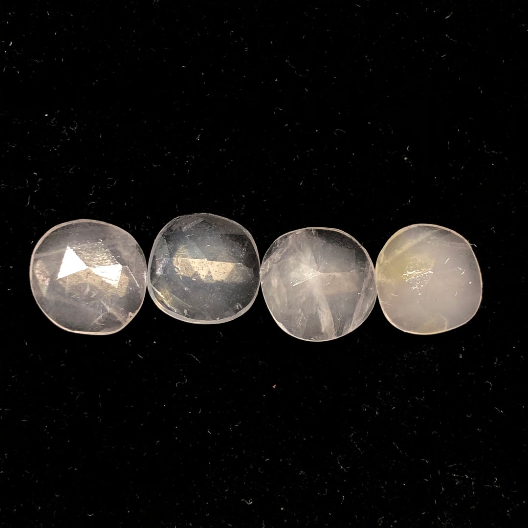Rose Quartz Rose Cut Cabochon, Natural Rose Quartz Gemstone (4 Piece ...