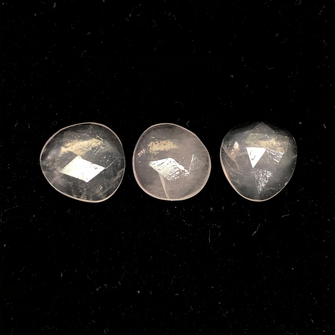Rose Quartz Rose Cut Cabochon, Natural Rose Quartz Gemstone (3 Piece ...