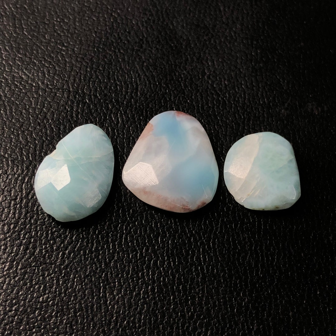 Natural Larimar Faceted Gemstones , Larimar Cut Cabs , Larimar ...