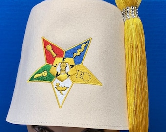 OES Fez, Masonic Order of Eastern Star Standard White/pure White Fez ...