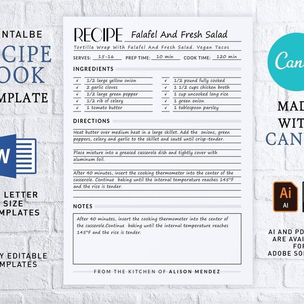 Blank Recipe Book - Etsy