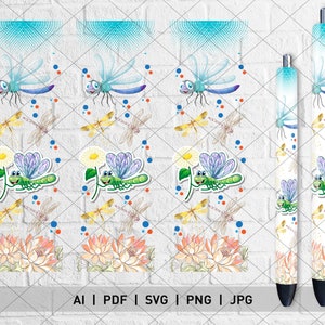 Dragonfly Pen Wrap: Glitter Epoxy, Sublimation, Waterslide (digital) - Etsy