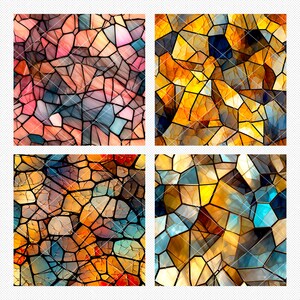 Stained Glass Digital Paper: Crystal Geode Seamless Patterns (PNG) - Etsy