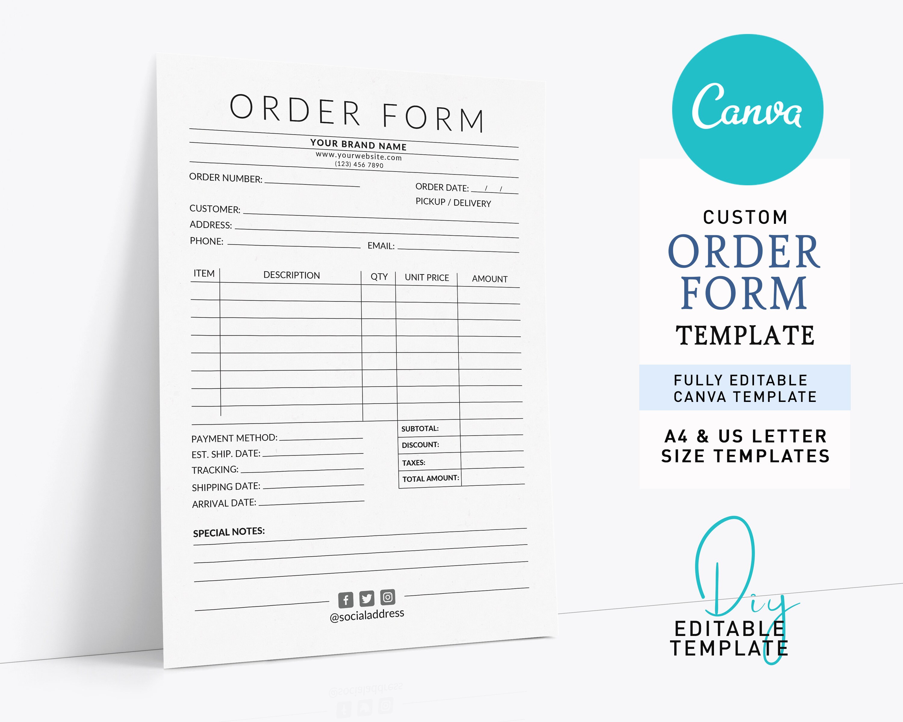 Order Form Template Purchase Order Form Template Order Form - Etsy