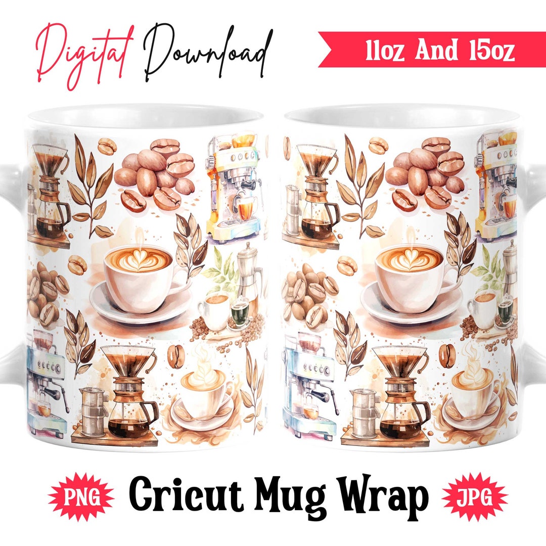 Coffee Lover Mug Wrap, Cricut Mug Wrap, Coffee Bean Mug Wrap, Coffee ...