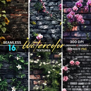 Bricks Wall Texture Overgrown Flowers Brick Textures Rustic Brick ...