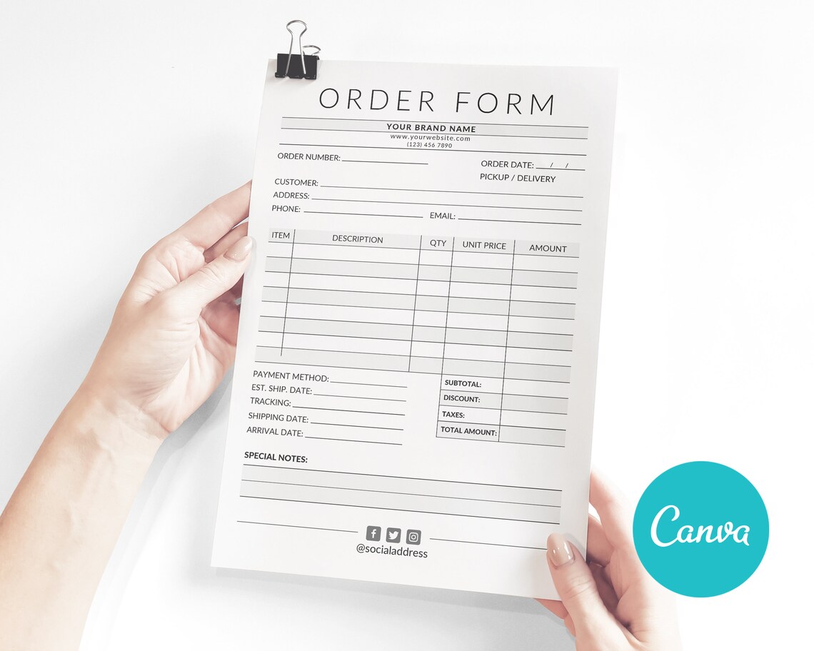 Order Form Template Purchase Order Form Template Order Form - Etsy
