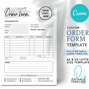 Custom Order Form Template Purchase Order Form Order Form Order Form ...